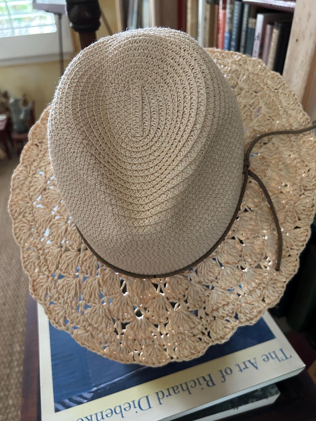 Two Four Button Straw Hat Co Crochet Brim. Stripe Hat - Etsy