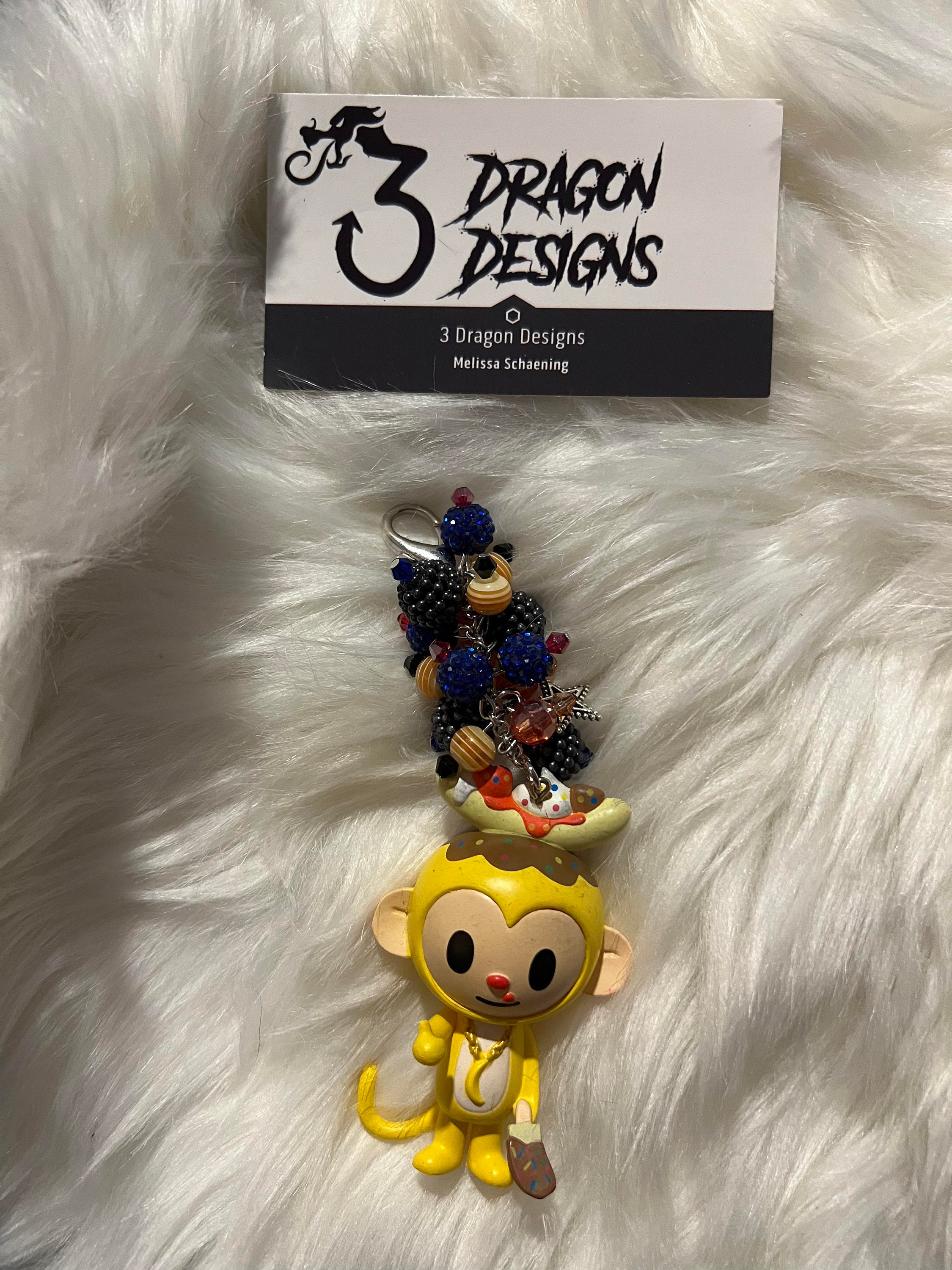 Toki Doki Banana Split Monkey Beaded Keychain - Etsy
