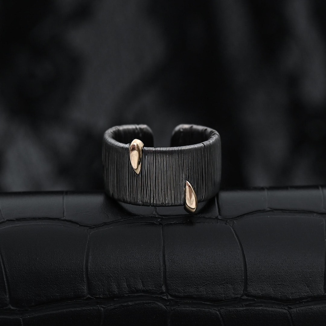 Black & Gold Drop Band - Wrap Around Mesh - Contemporary Jewelry Gift ...