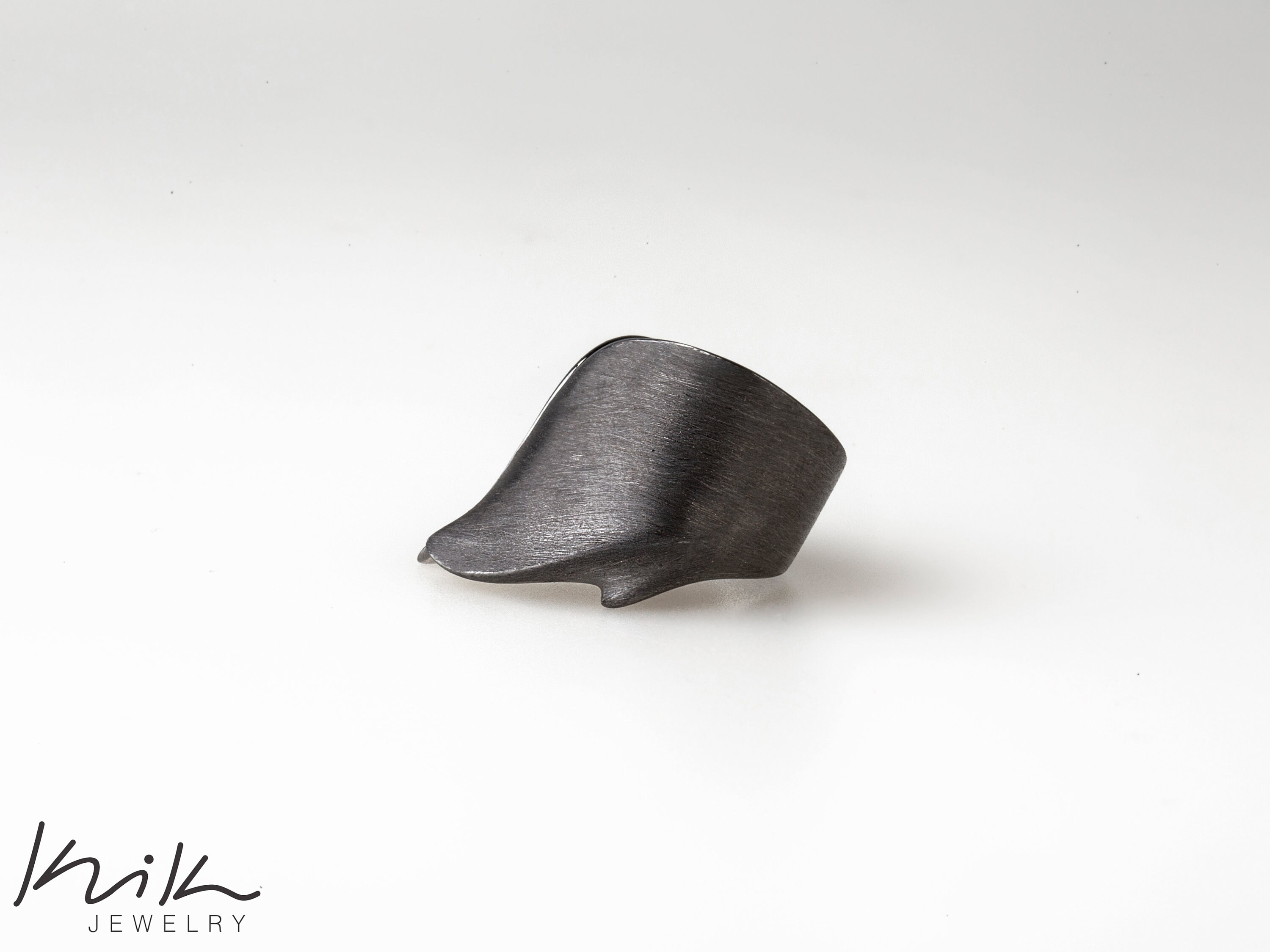 Satin Black Band Open Ring | Architectural Ring | Modernist Elegant ...
