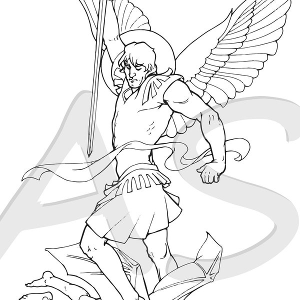 Archangel Coloring - Etsy
