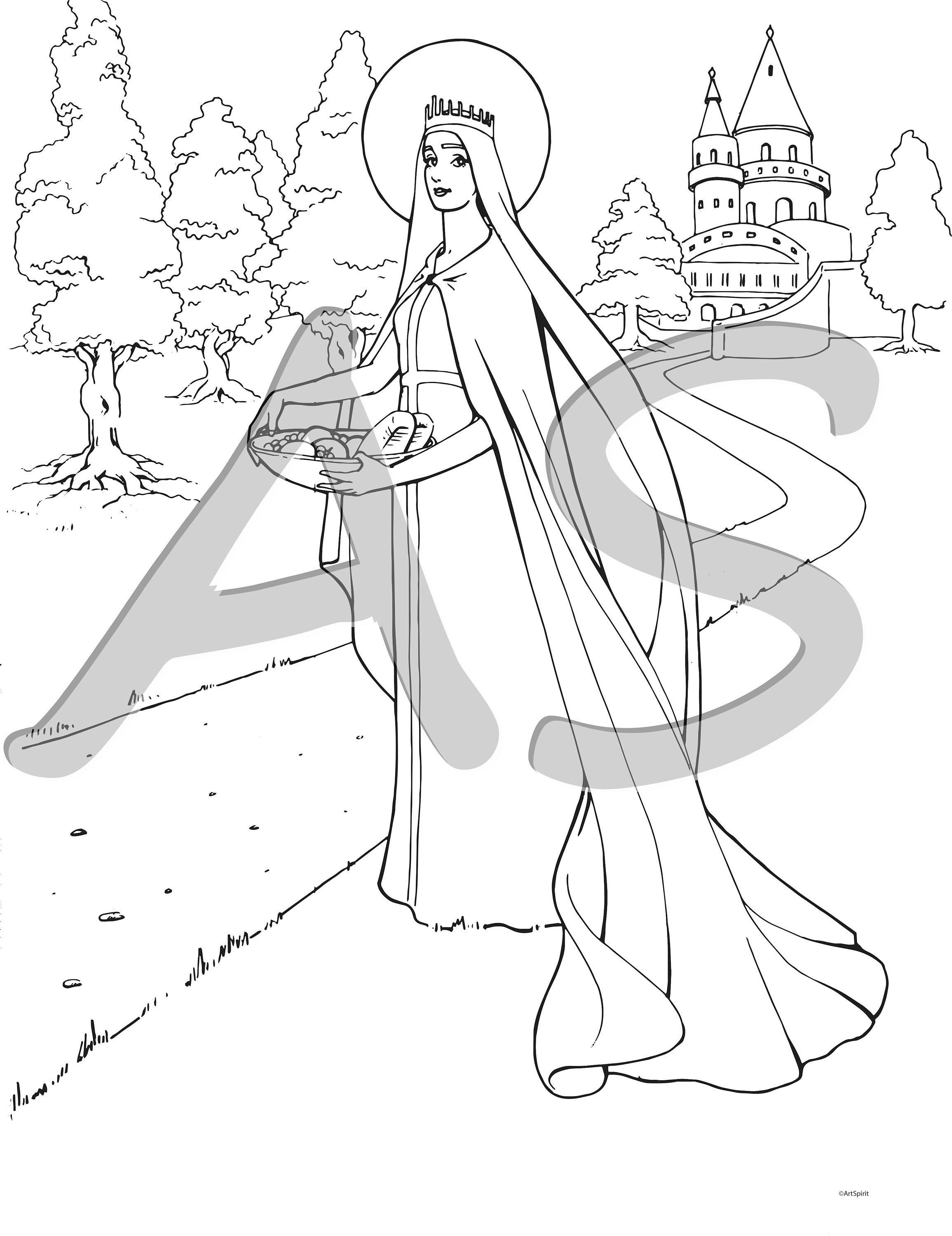 St Elizabeth Of Hungary Coloring Sketch Coloring Page