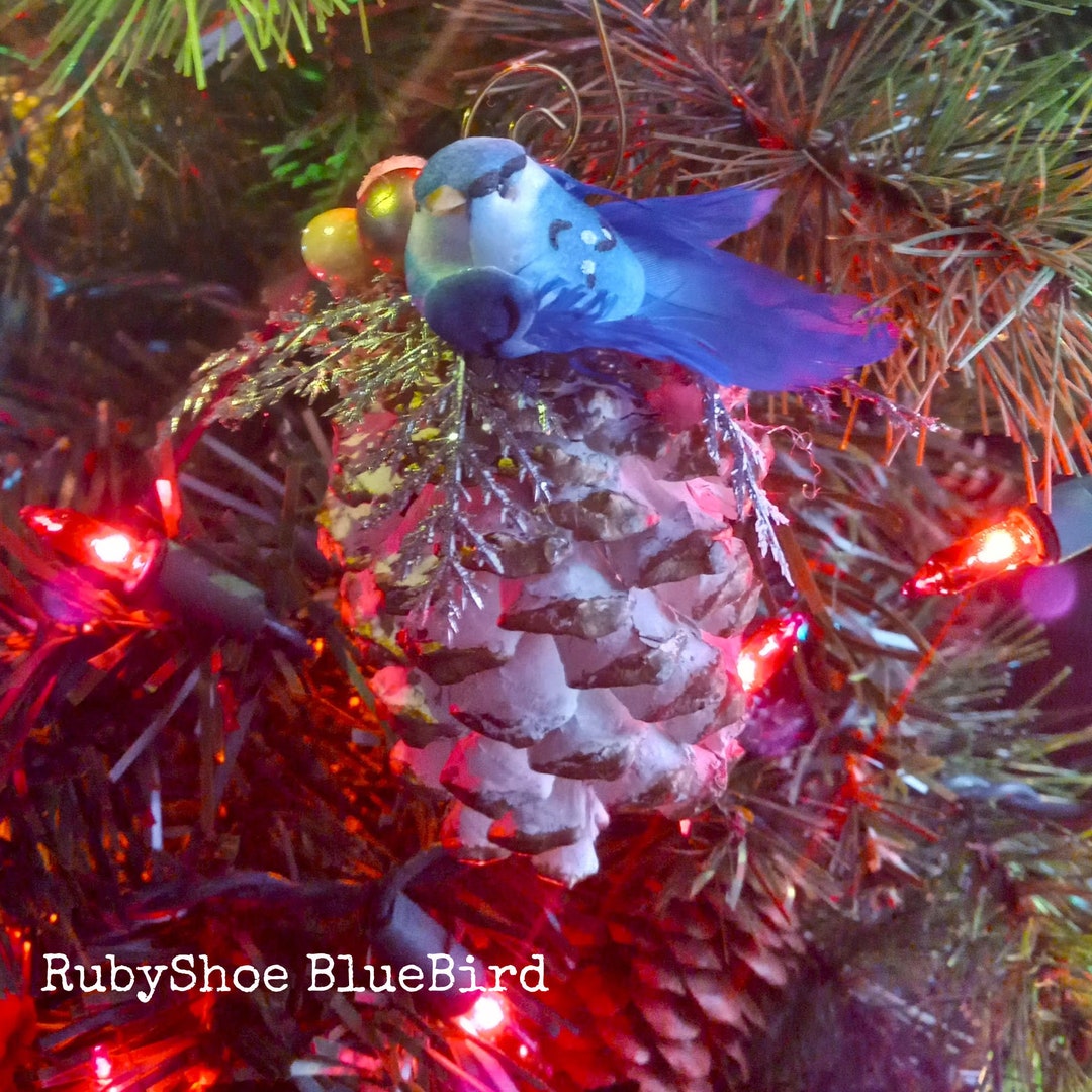 Bluebird Christmas Ornament, Pine Cone Bird - Etsy