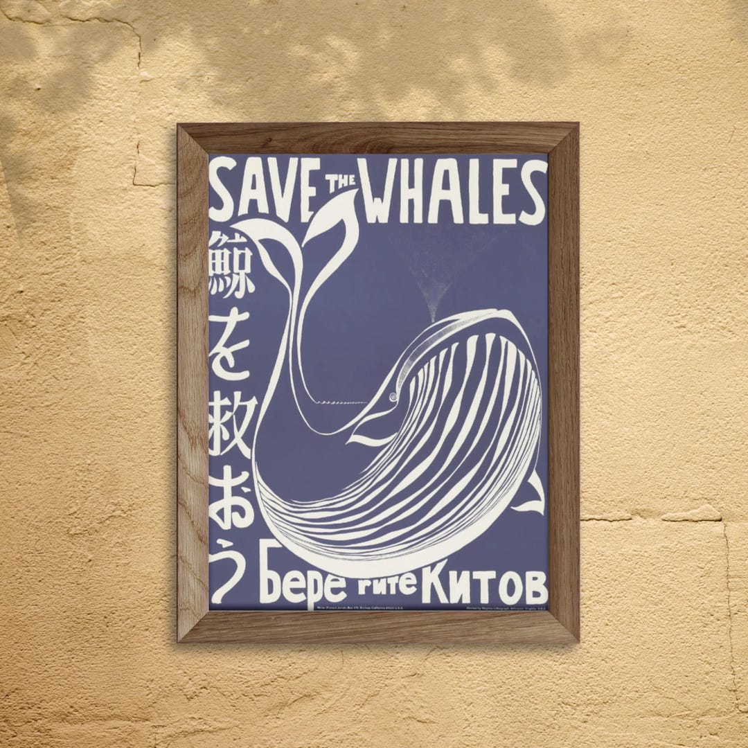 Vintage Save the Whales Poster * Eco Activism Wall Art * Retro Ocean ...