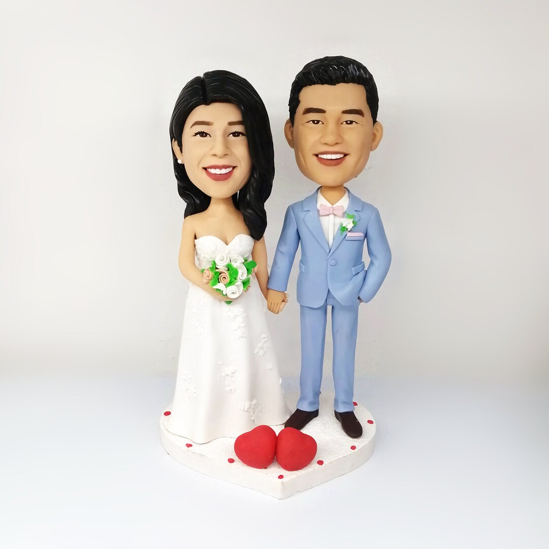 Custom Couple Bobbleheads, Bobblehead Wedding Cake Toppers, Happy ...
