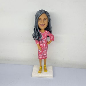 Custom Bobble Head for Her, Handmade Personalized Female Bobblehead, 3D ...