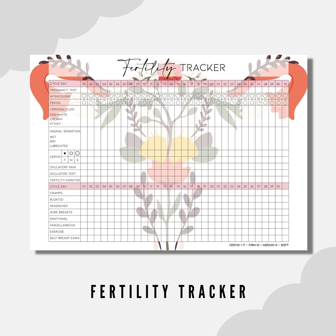 Fertility Tracker Chart Planner Printable Download - Etsy