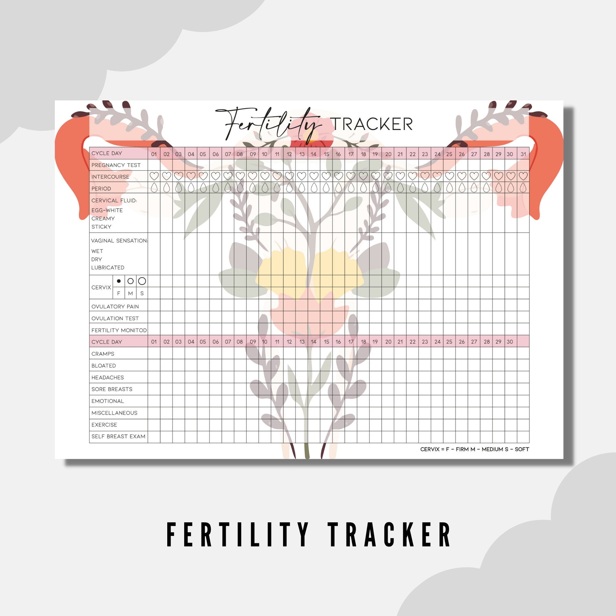 Fertility Tracker Chart Planner Printable Download - Etsy