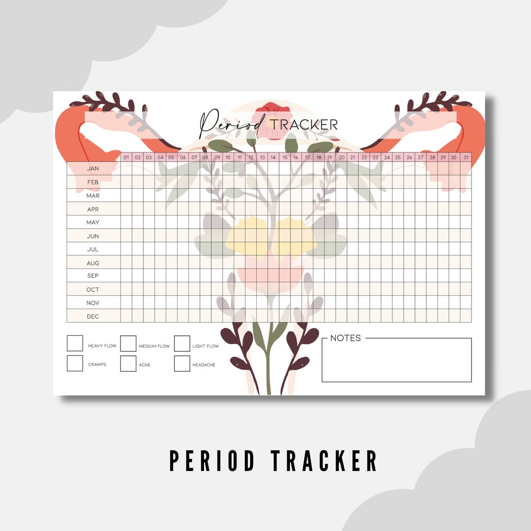 Period Tracker Chart Planner Printable Download - Etsy