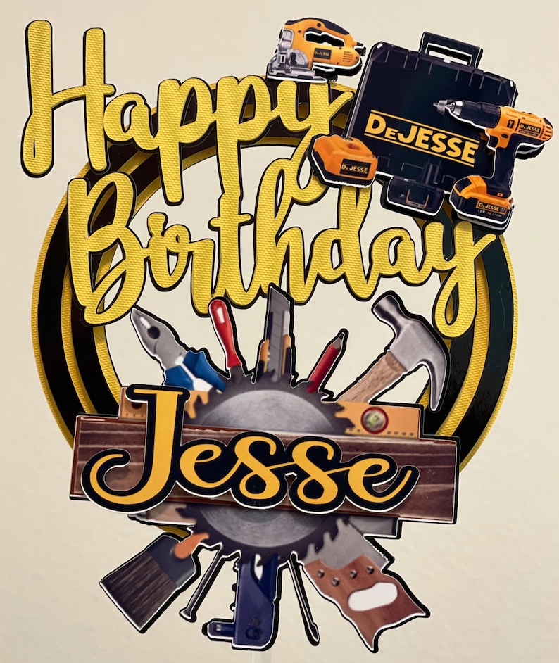 Carpenter Cake Topper, Tools and Hardware, Lumberman, Theme Cake Topper ...
