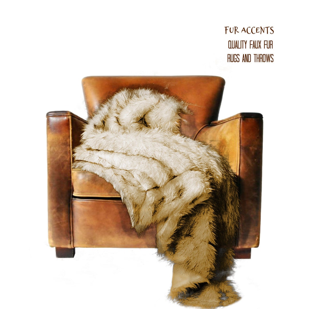 Plush White Shag Sheepskin Throw Blanket - Brown Tipped - Soft ...