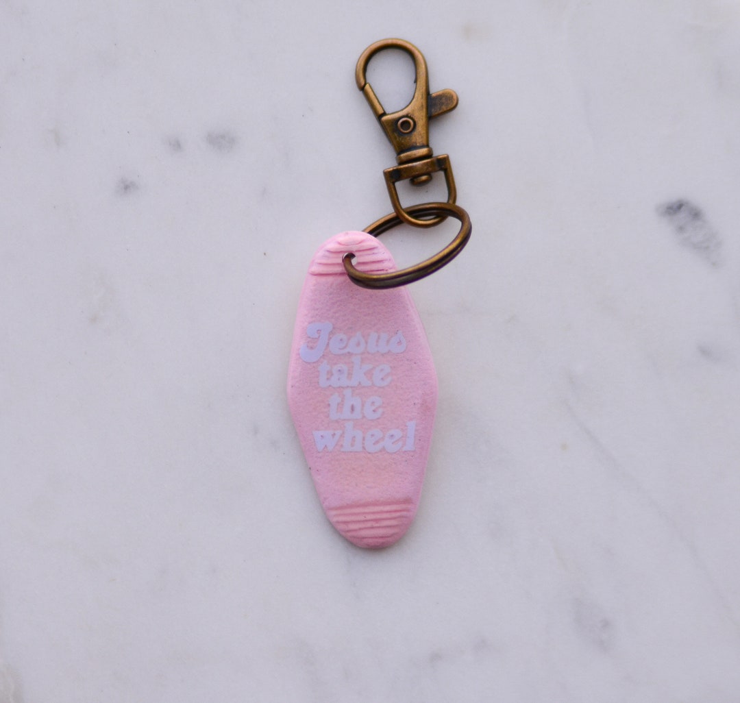 Pink Motel Keychain Jesus Take the Wheel Christian Keychain, Hotel ...