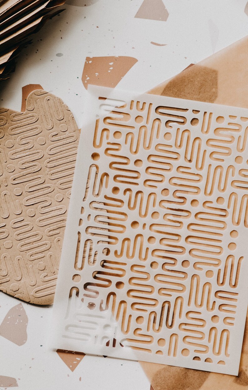 Clay Stencil Texture Sheet Line Stencil Paint Stencil | Etsy