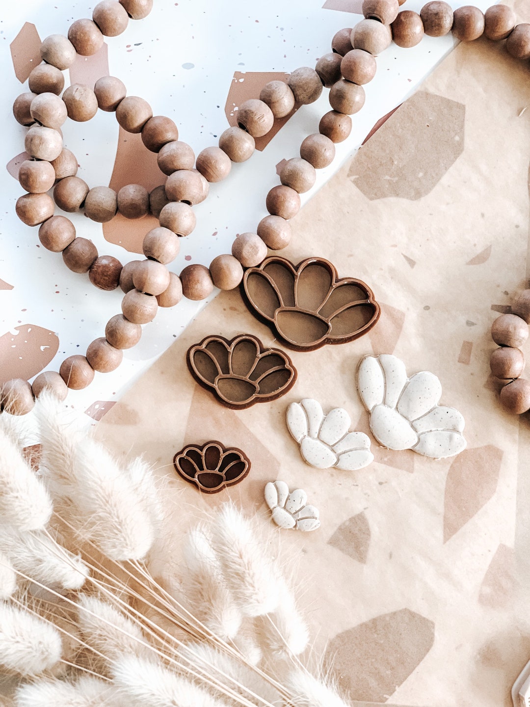 Flower Cutter, Polymer Clay Cutter, Half Flower Imprint Cutter, Boho ...