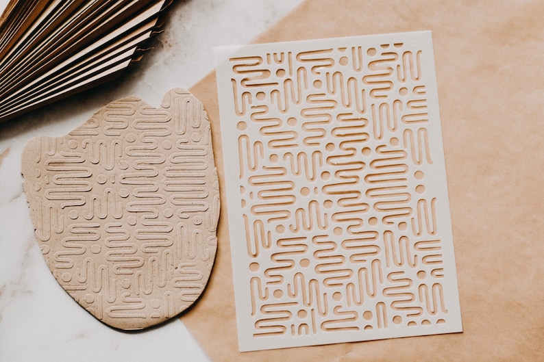Clay Stencil Texture Sheet Line Stencil Paint Stencil | Etsy