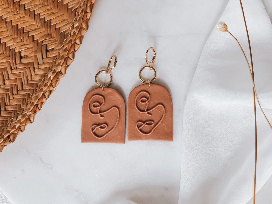 Line Drawing Earrings, Arch Earrings, Polymer Clay Earring, Face ...