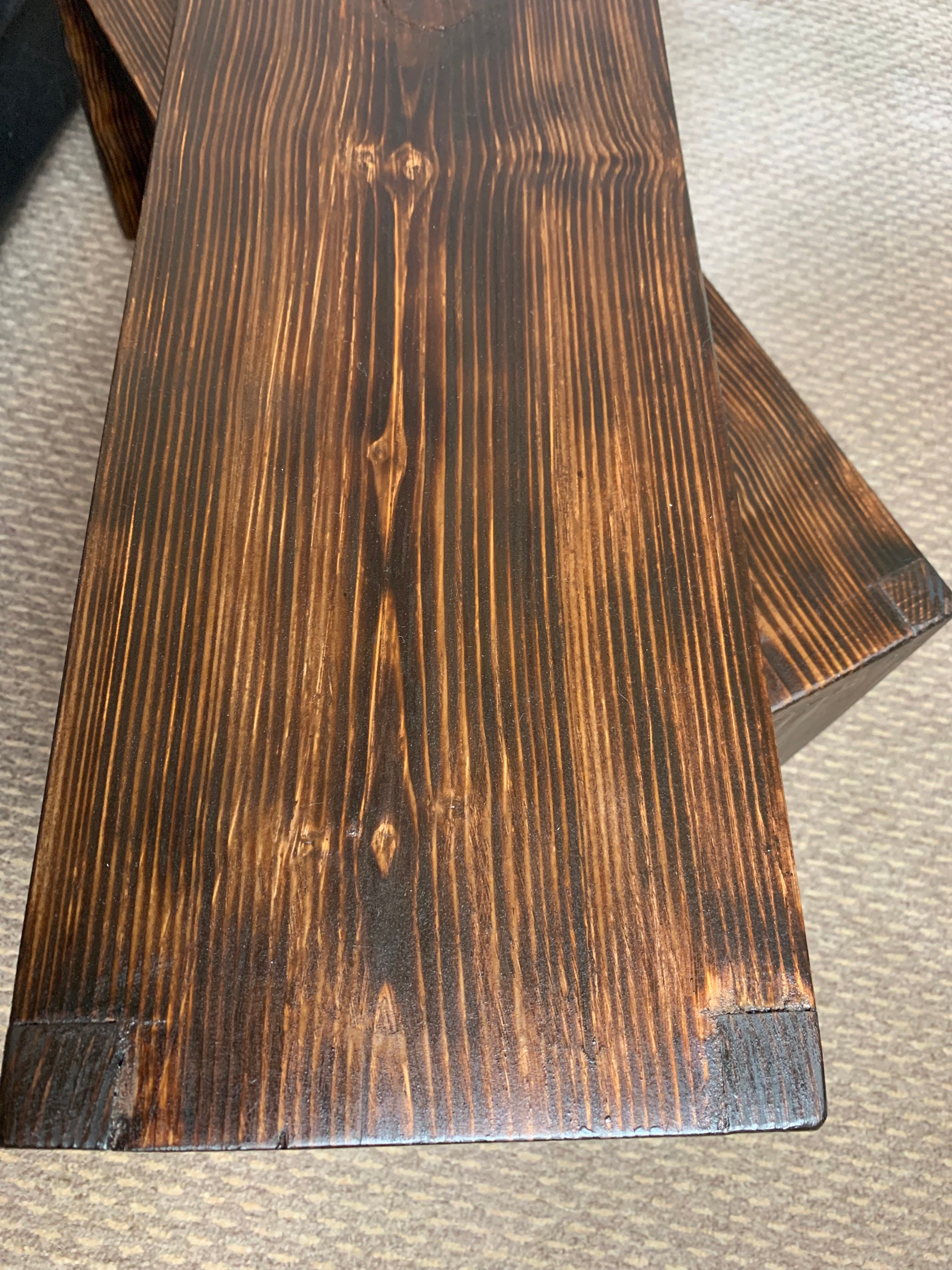 Hand Made Wooden Coffee Table, Burnt and Varnished Pine Wood - Etsy