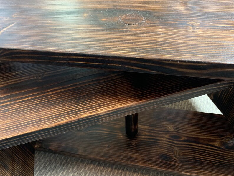 Hand Made Wooden Coffee Table Burnt and Varnished Pine Wood | Etsy