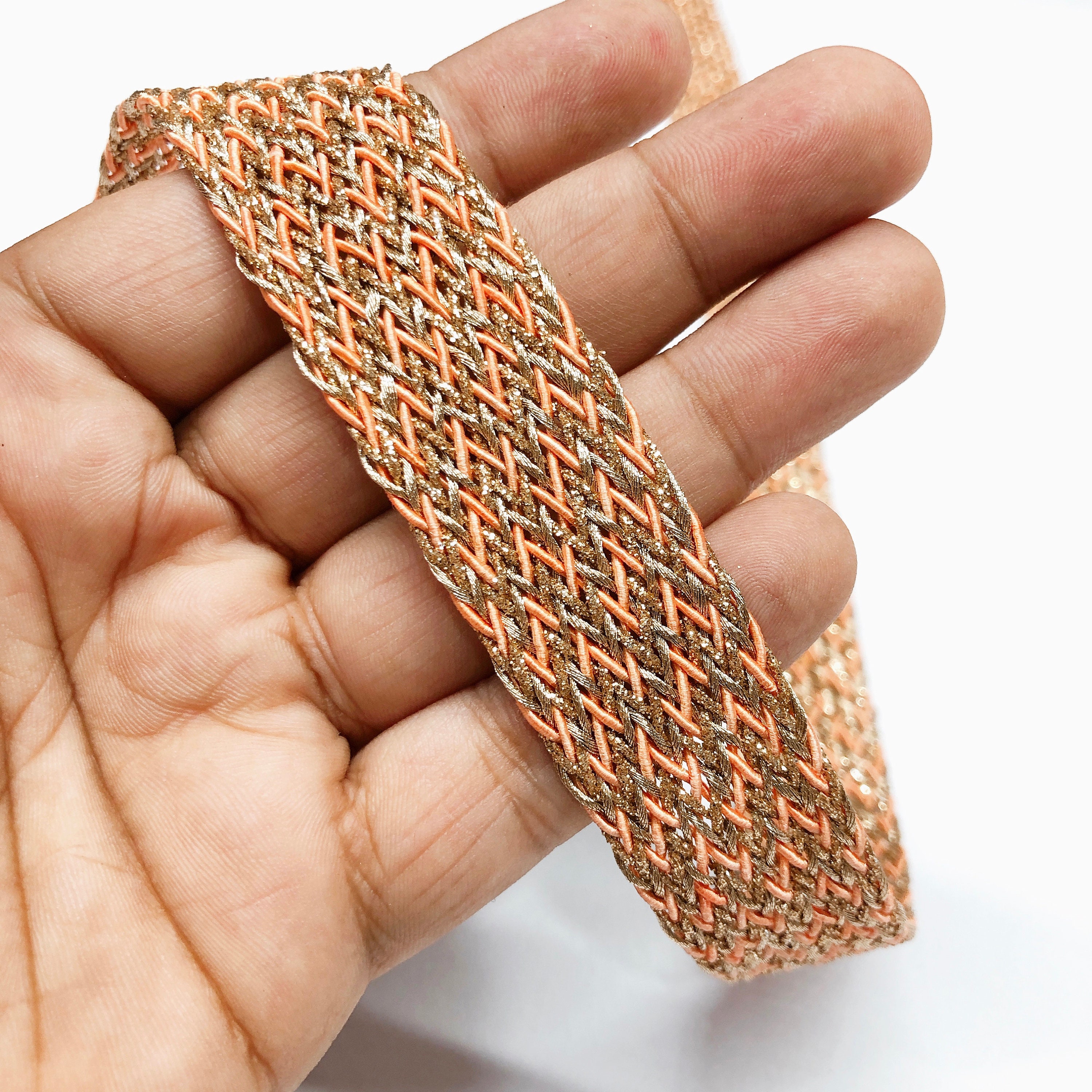 9 Yardas Cordón Brillante De Oro Encaje Trenzado Ribete Etsy
