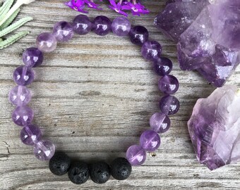 Rose Quartz Amethyst Lava Stone Diffuser Bracelet | Etsy
