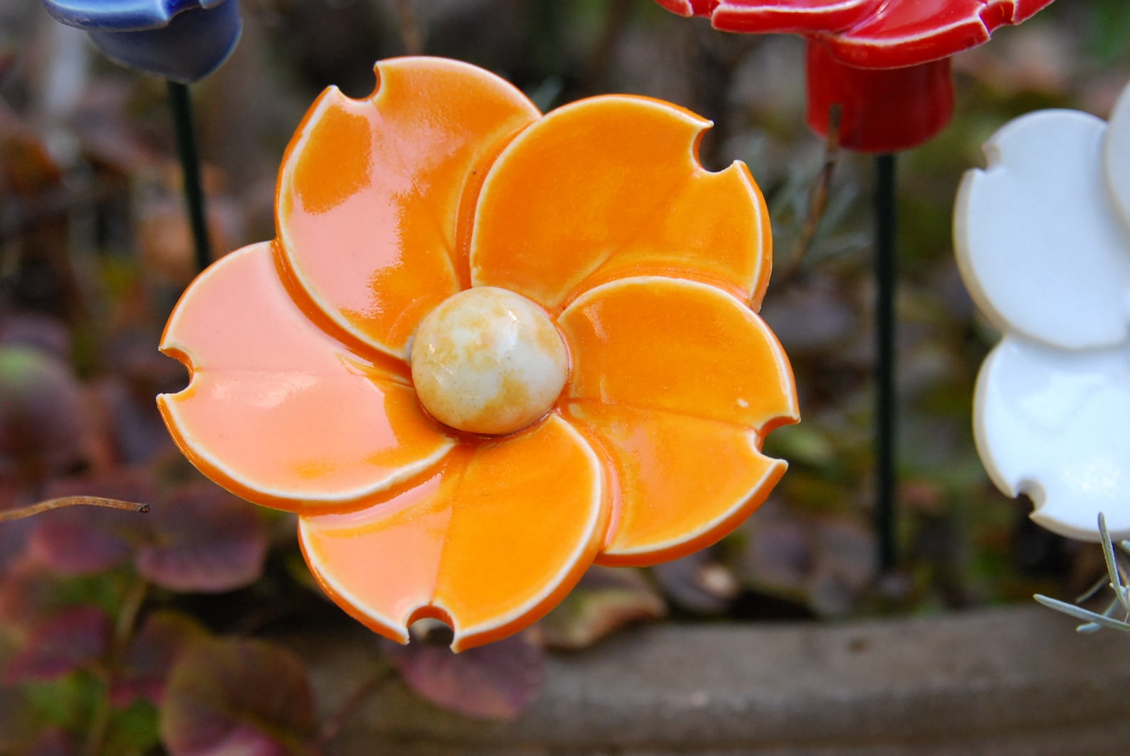 Ceramic Flowers Set of 4 Handmade Flowers Garden Decoration - Etsy