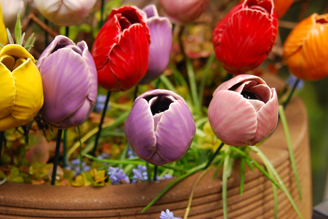 Tulip, (1 Pc), Ceramic Tulip, Handmade Tulip, Porcelain Tulip, Ceramic ...