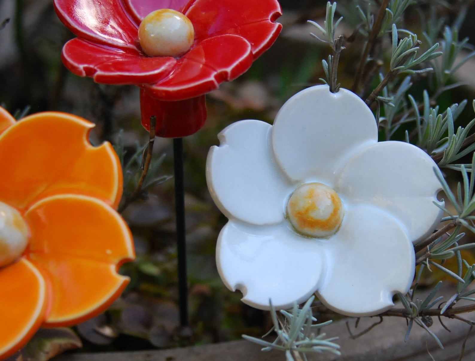 Ceramic Flowers Set of 4 Handmade Flowers Garden Decoration - Etsy