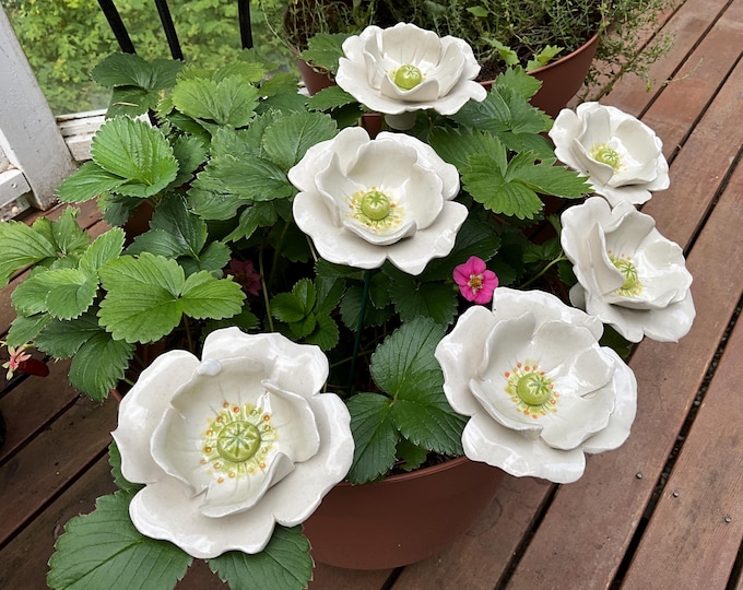 NEW ** Poppy, (1 Pc), White Poppy, Ceramic Flower, Oriental Poppy ...