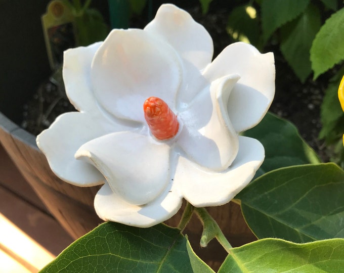White Magnolia, (1 Pc), White Magnolia, Ceramic Magnolia, Handmade ...