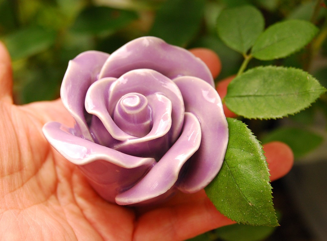 Porcelain Rose 1 Pc Pale Purple Rose Lilac Rose Handmade - Etsy