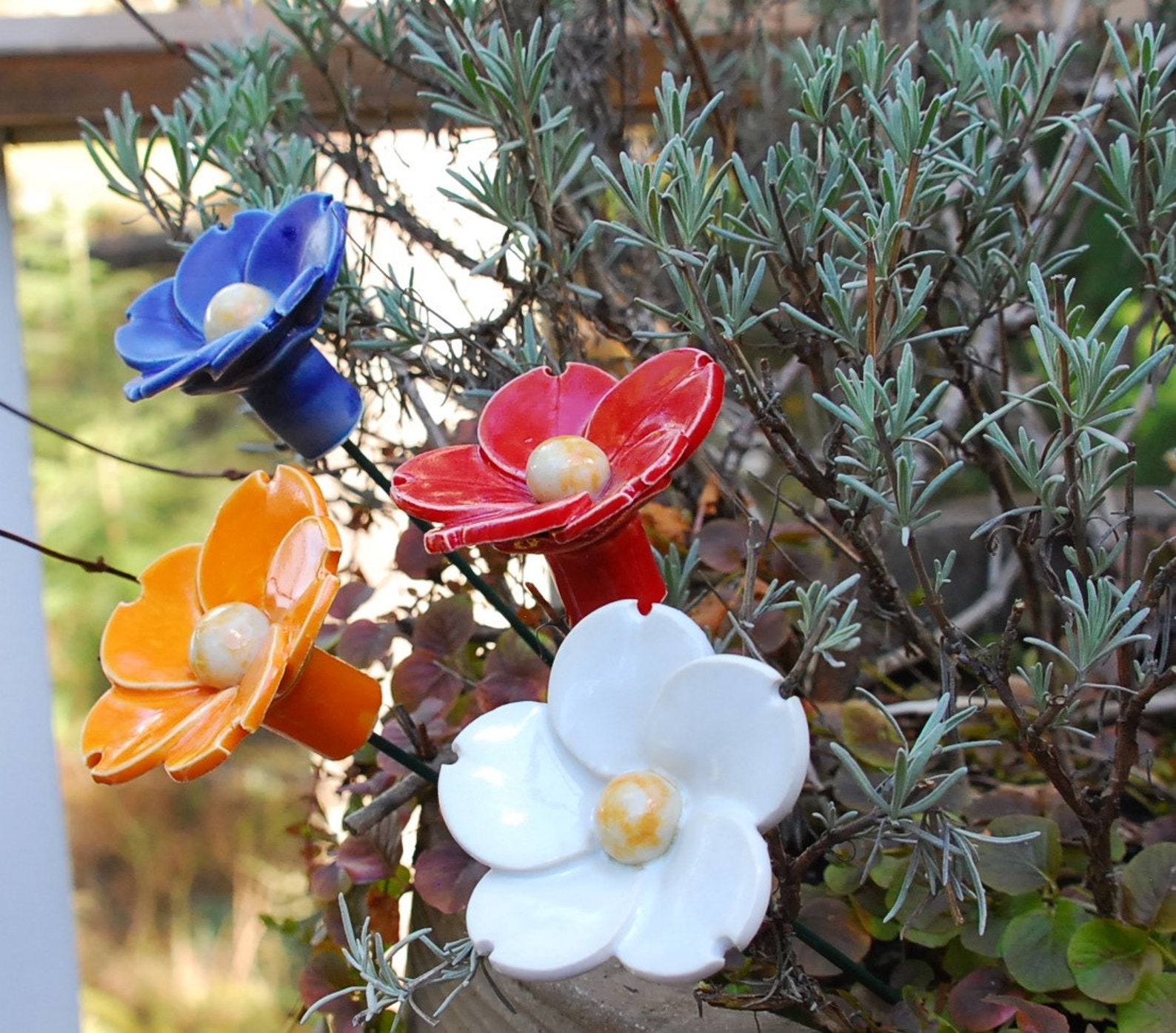 Ceramic Flowers Set of 4 Handmade Flowers Garden Decoration - Etsy