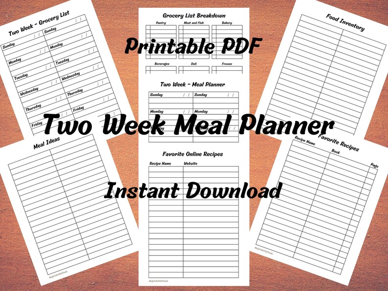 Two Week Meal Planner - Etsy
