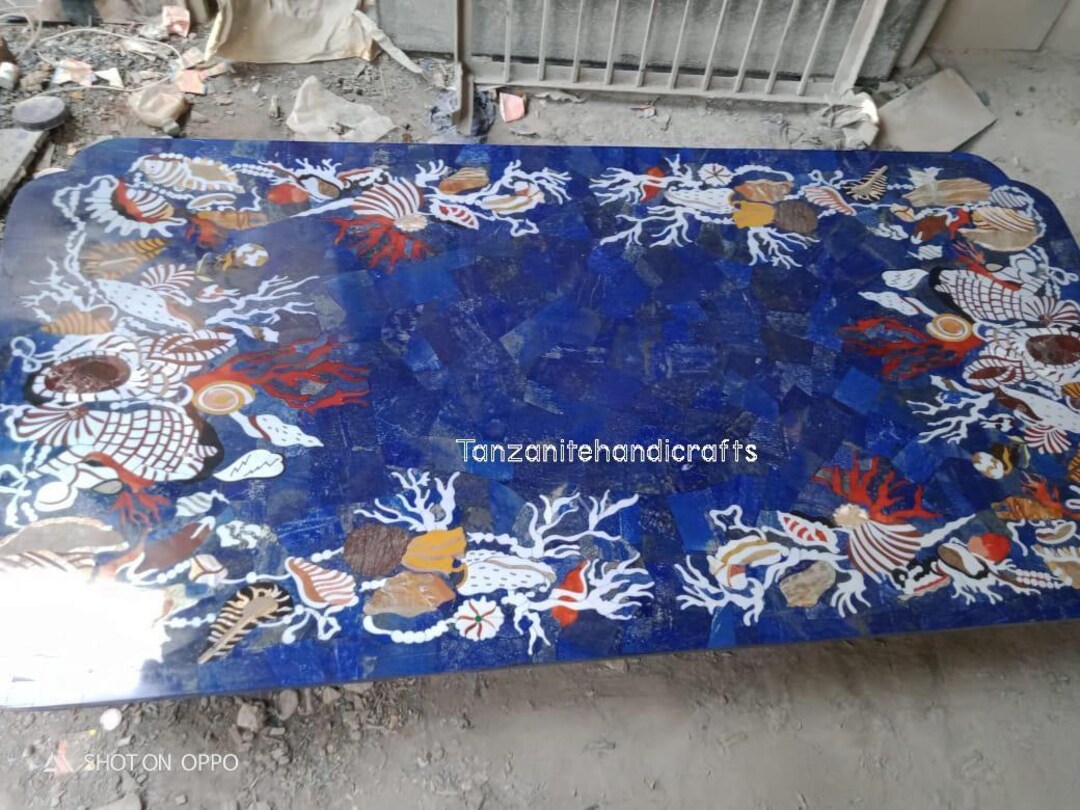 Blue Lapish Lazuli Stone Marble Dining Table Top. Center Table Top.sofa ...