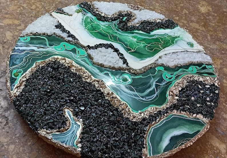 Round Wall Panell, Original Geode Painting, Crystal Painting, Round ...