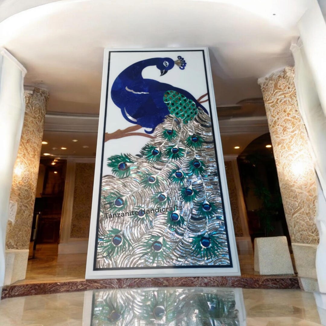 Marble Inlay Peacock Design for Wall Pannel Home Decoration Handmade ...