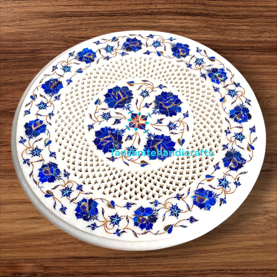 Lapish Lazuli Round Coffee Table Top for Home Decoration, Office Decor ...