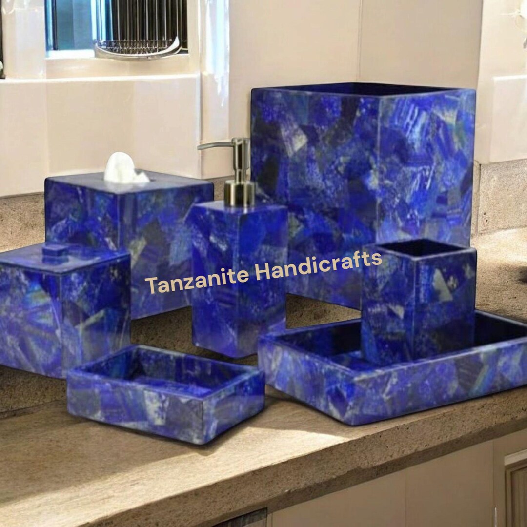 Lapis Lazuli Marble Bathroom Set of 7, Luxury Bathroom Sets, Bathroom ...