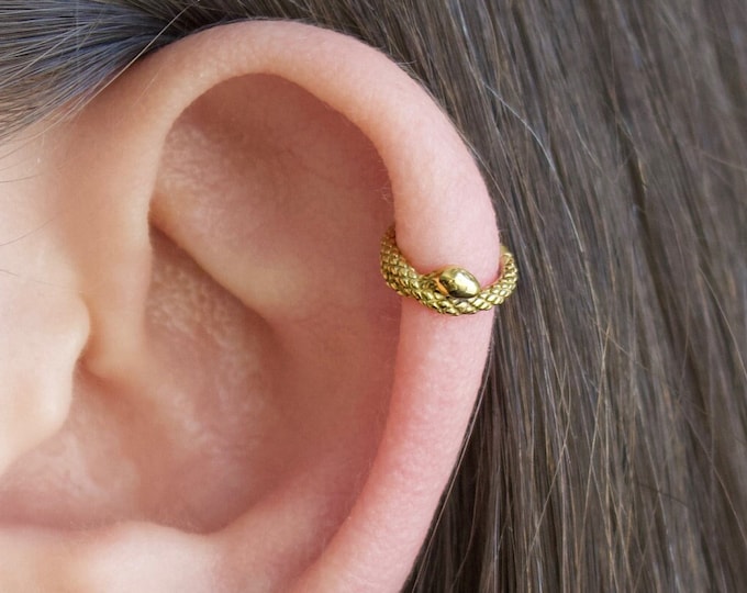 Snake Hinged Segment Hoop Earring, 16g Snake Cartilage Hoop, 16g Snake ...