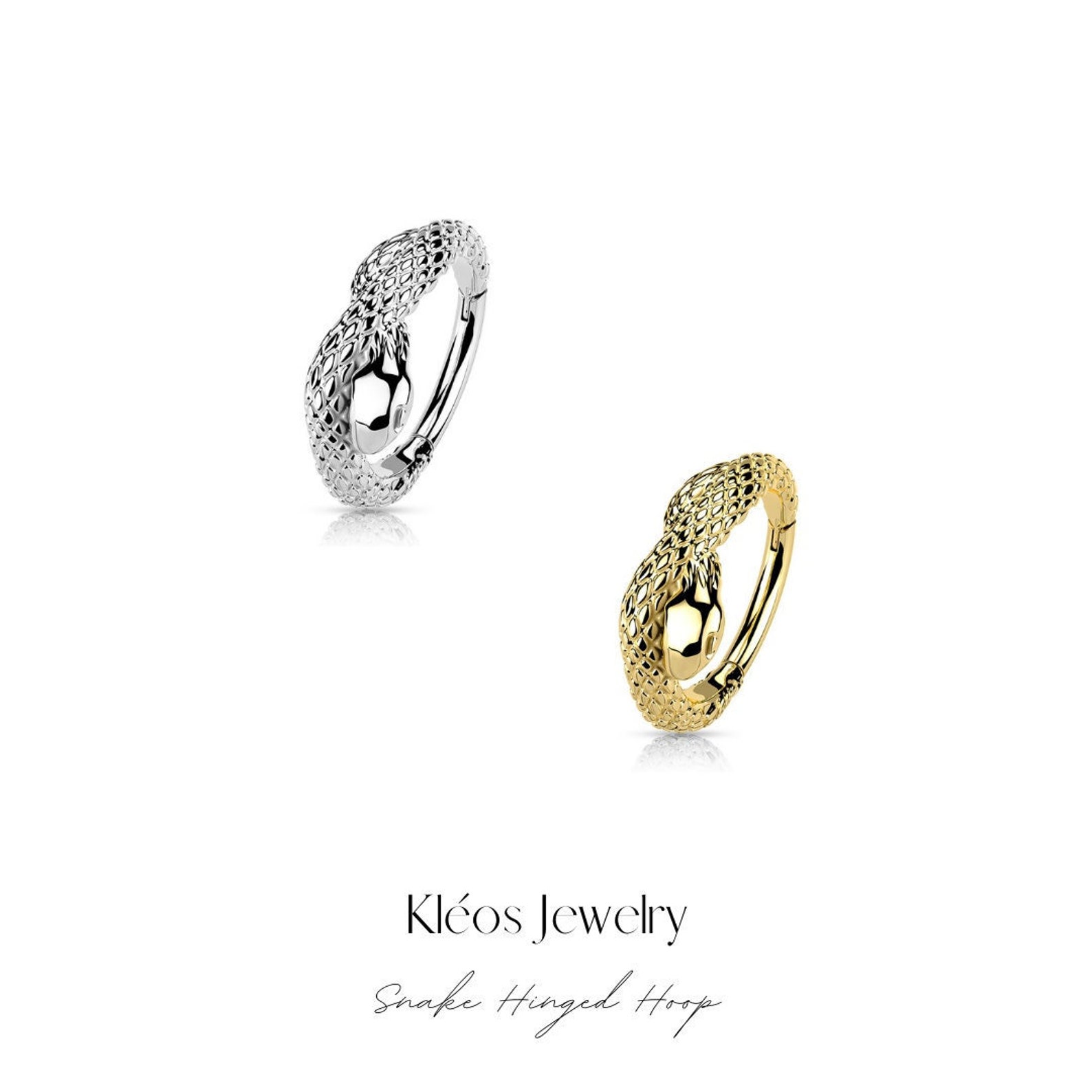 Snake Hinged Segment Hoop Earring, 16g Snake Cartilage Hoop, 16g Snake ...