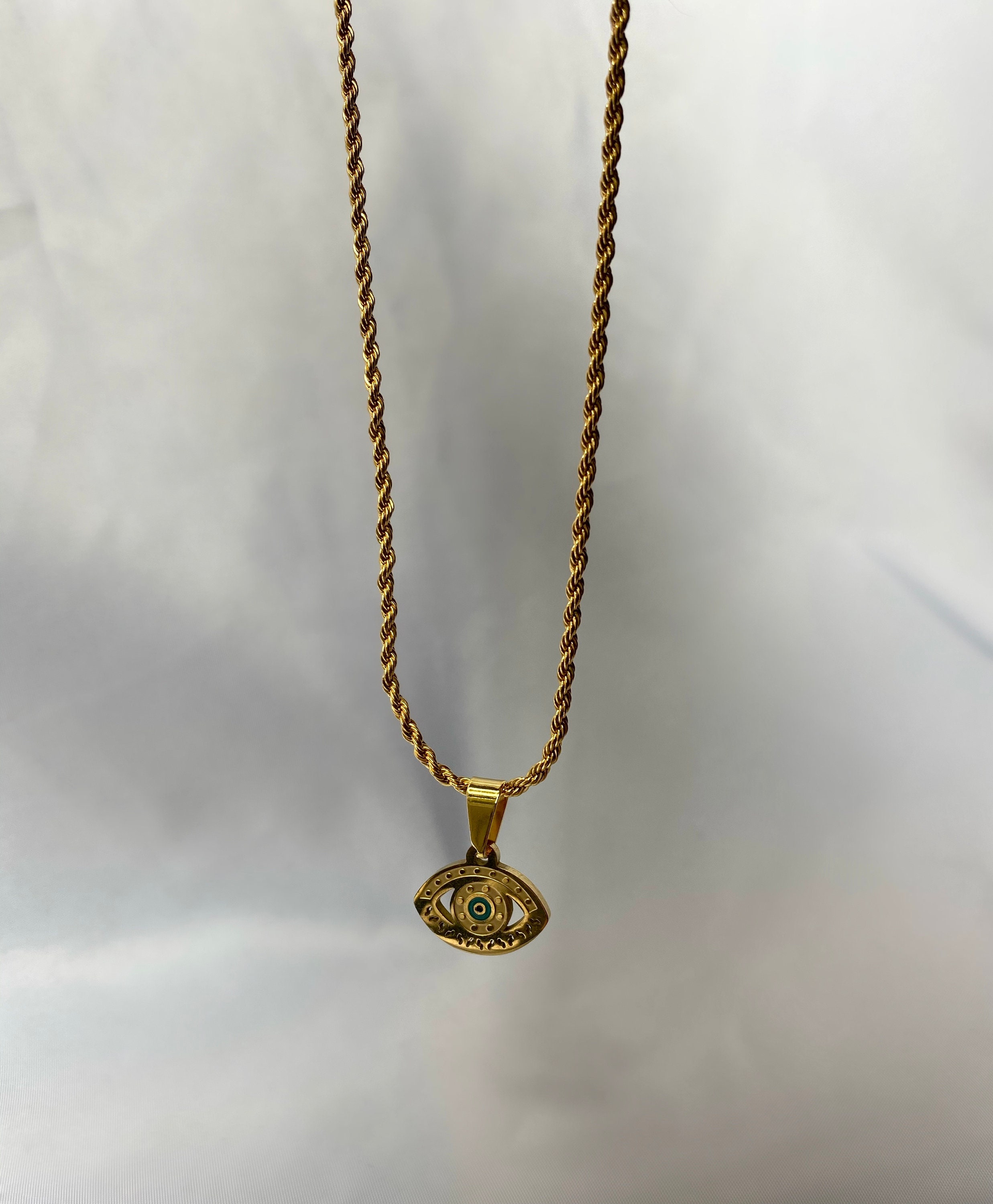 Gold greek eye necklace / Mati necklace | Etsy