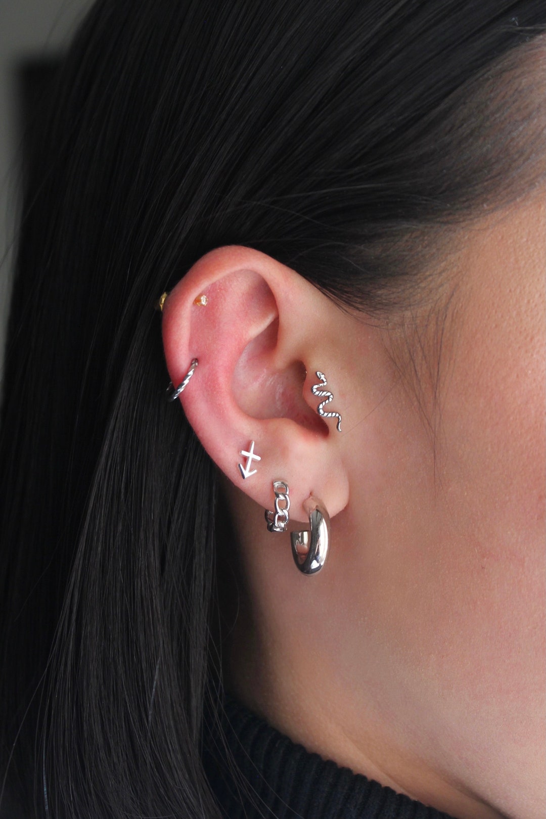 Slithering Snake Cartilage Earring / Snake Tragus Earring / Threadless ...