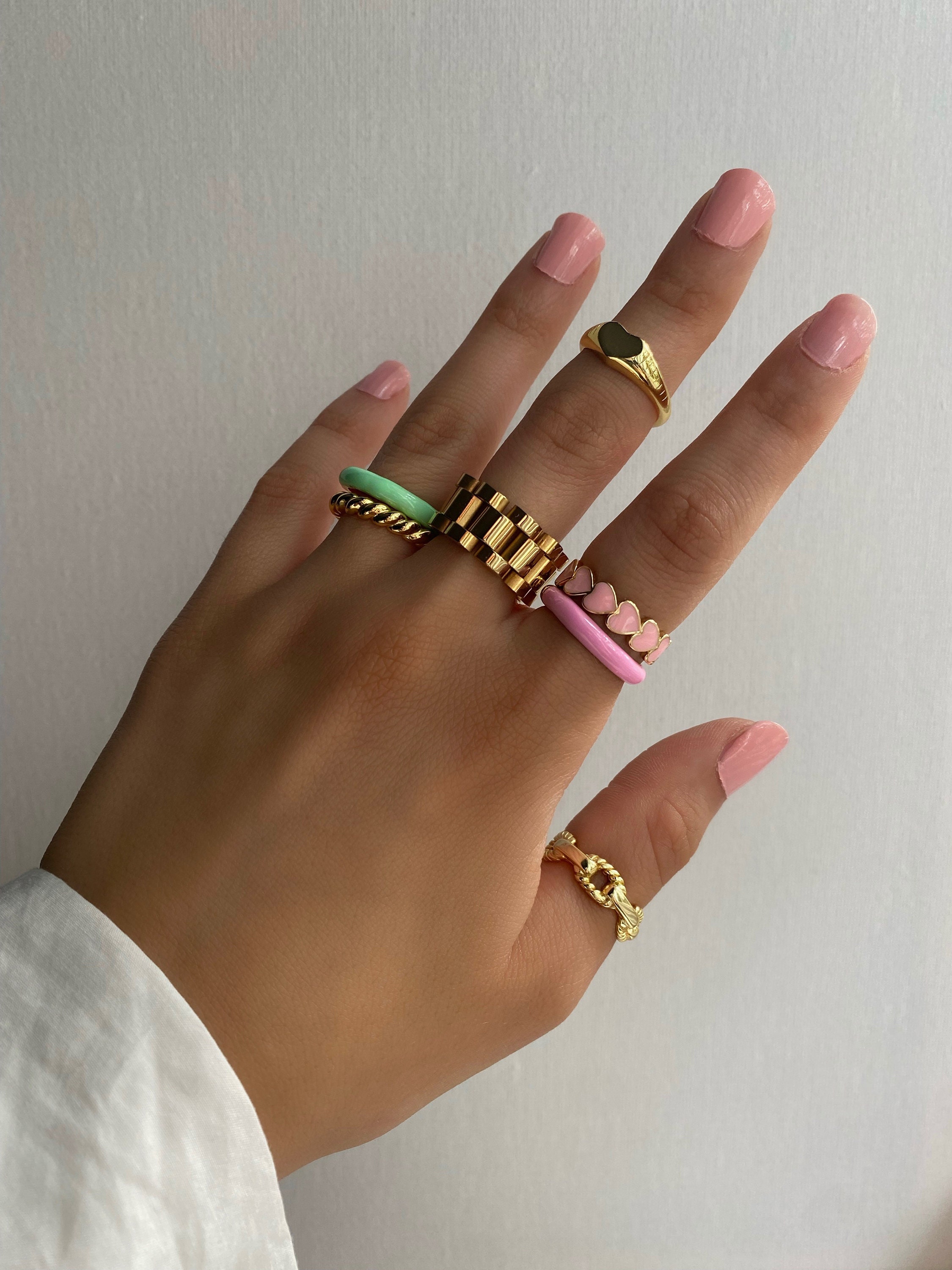 Colourful Enamel Rings - Etsy