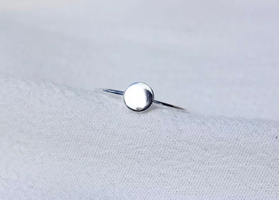 Silver Flat Circle Ring Etsy
