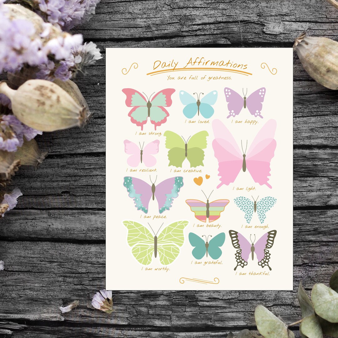 Butterfly Affirmation Poster Printable 3 Sizes - Etsy