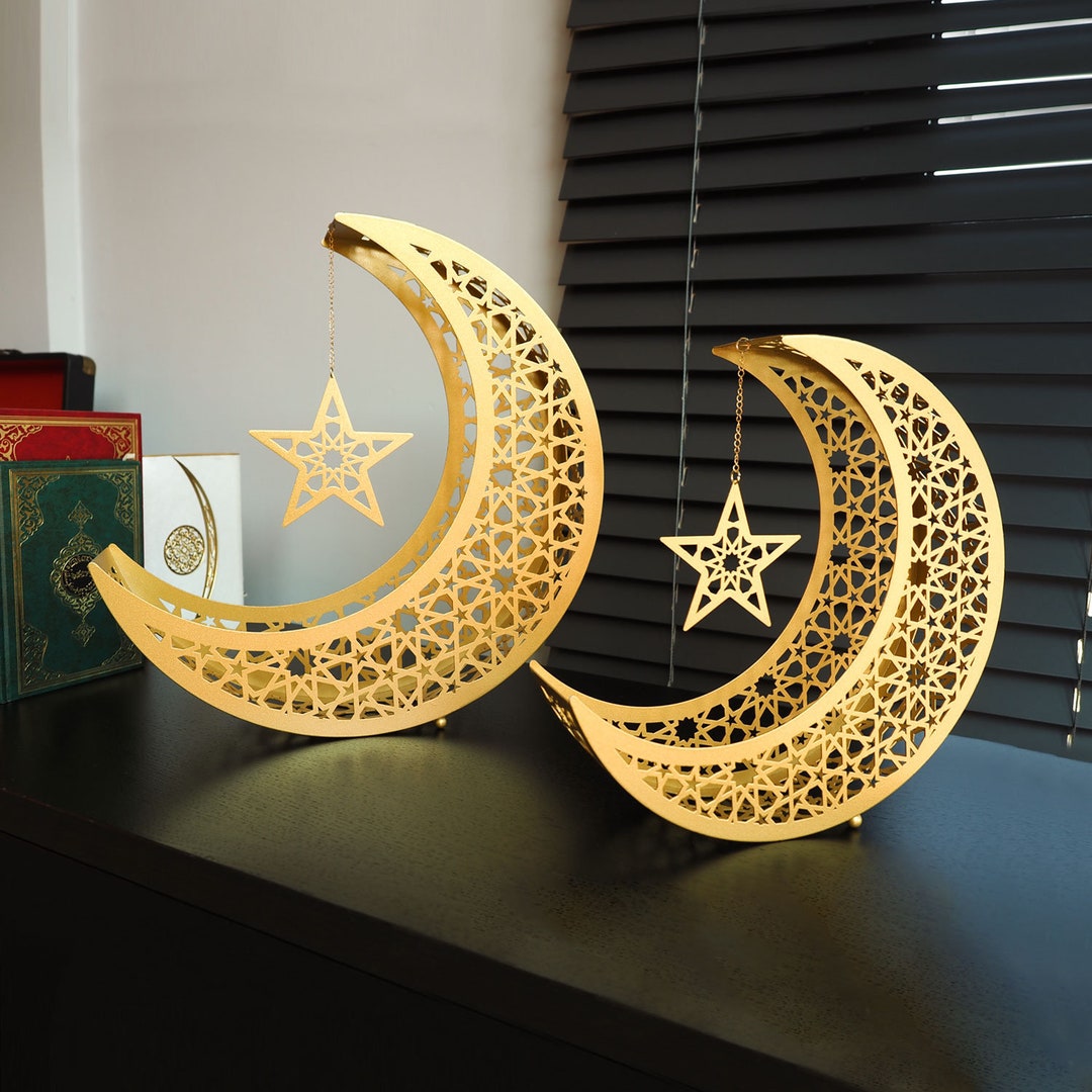 Metal Islamic Decor Set of 2, Crescent Moon Islamic Home Decor, Islamic ...