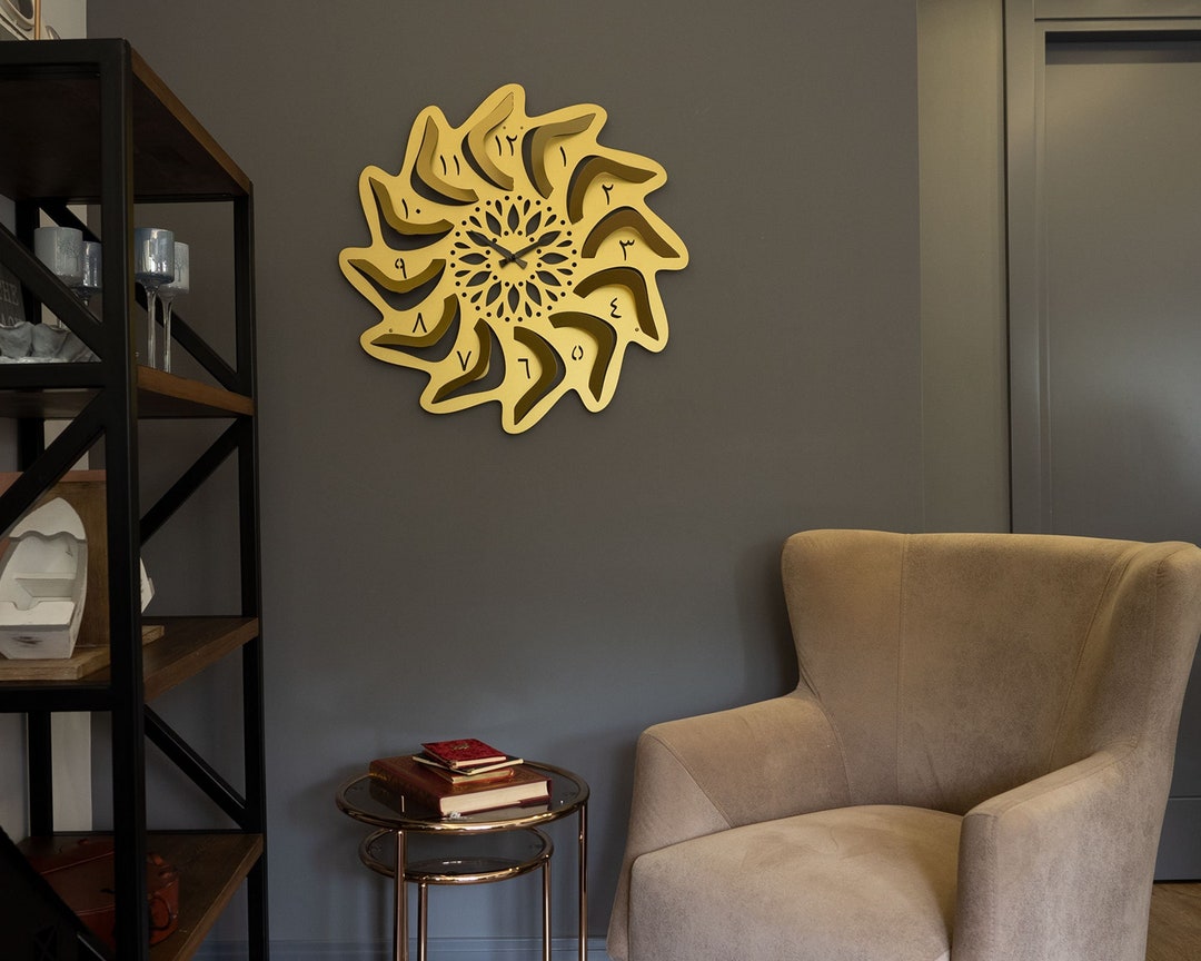 3D Metal Arabic Wall Clock, Large Islamic Wall Clock, Islamic Home ...