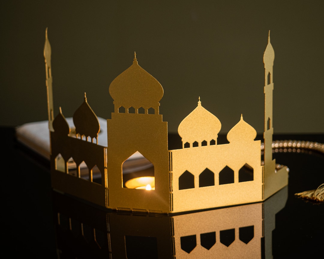 Gold Metal Islamic Candle Holder Set of 2, Islamic Home Decor, Islamic ...