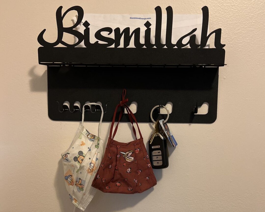 Bismillah Key Holder, Islamic Home Decor, Metal Islamic Key Hanger ...