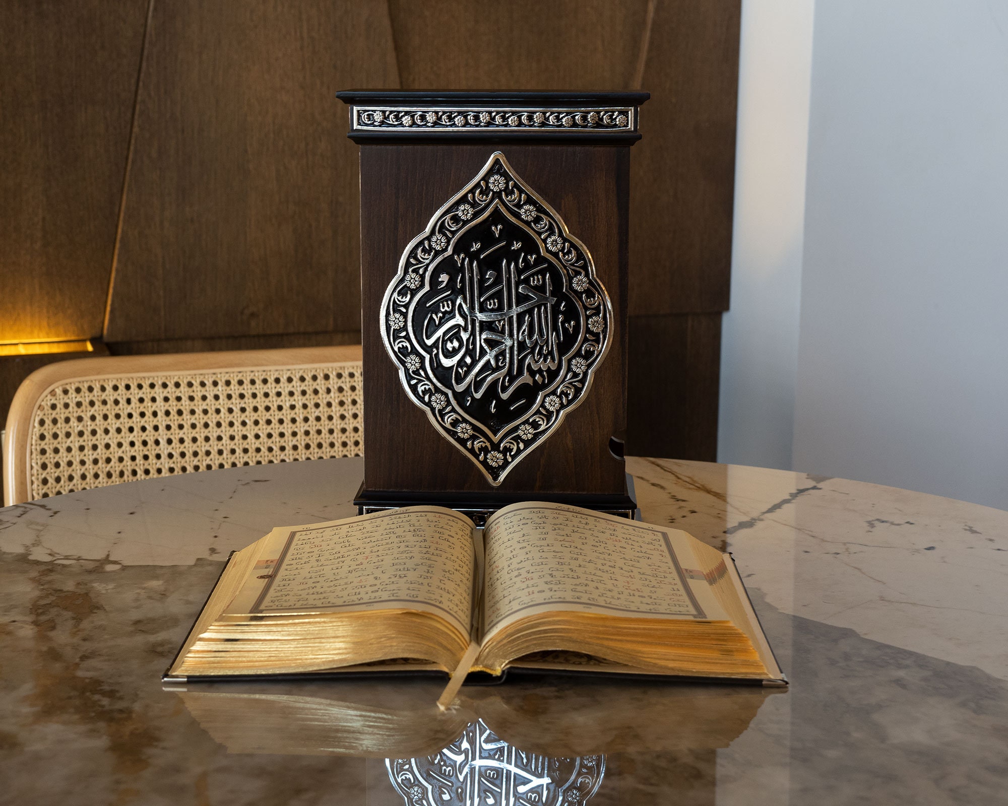 Handmade Wooden Quran Box and Quran With Copper Engravings - Etsy