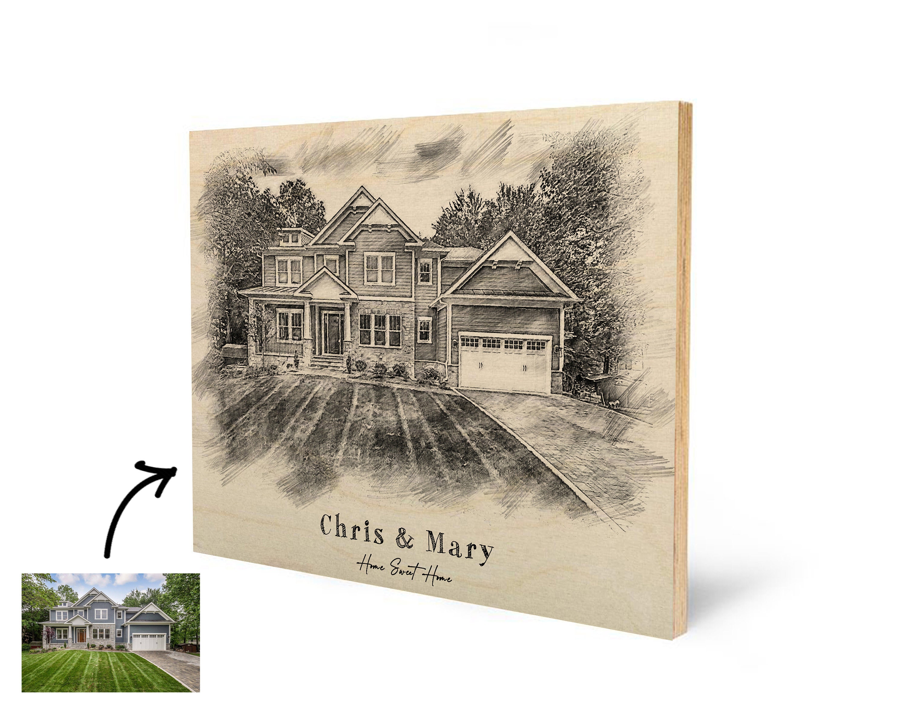 Custom Home Pencil Sketch Housewarming Gift First Home Gift | Etsy